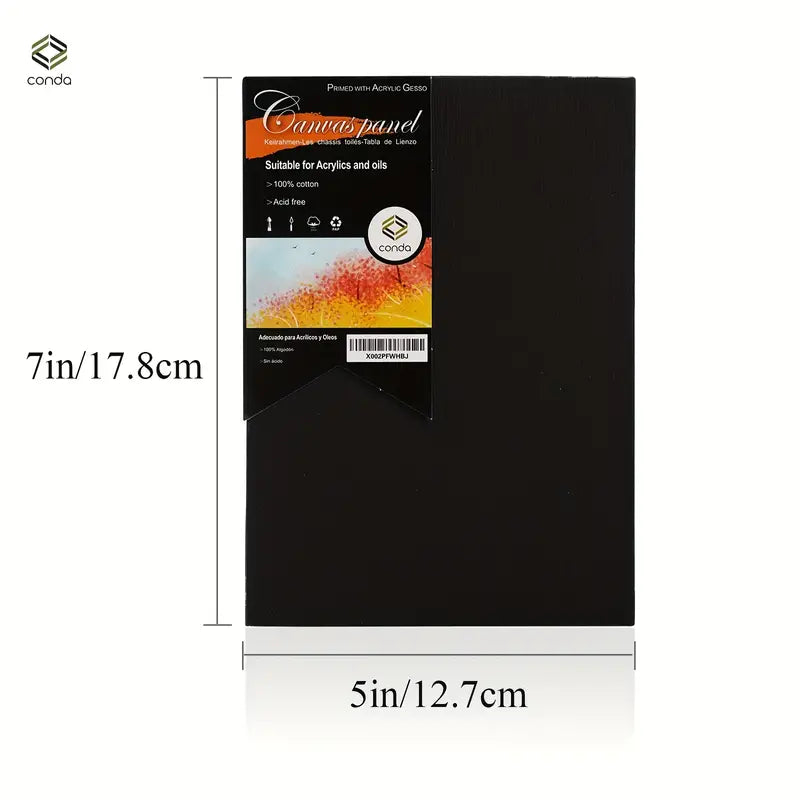 BLACK Canvas Panels 5" x 7" (14x17.8cm) Pk12 – Melbourne Arts & Crafts