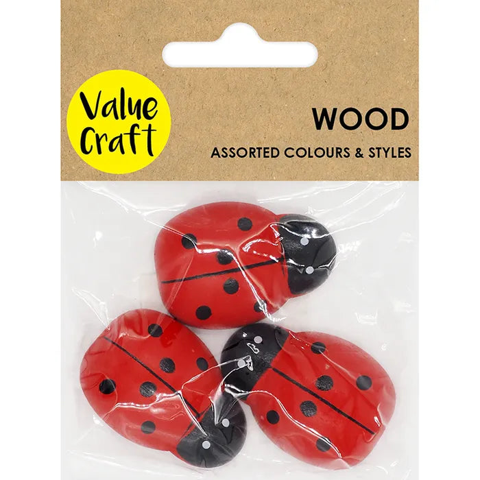 Value Craft Painted Wood Lge Ladybugs Pk3 – Melbourne Arts & Crafts